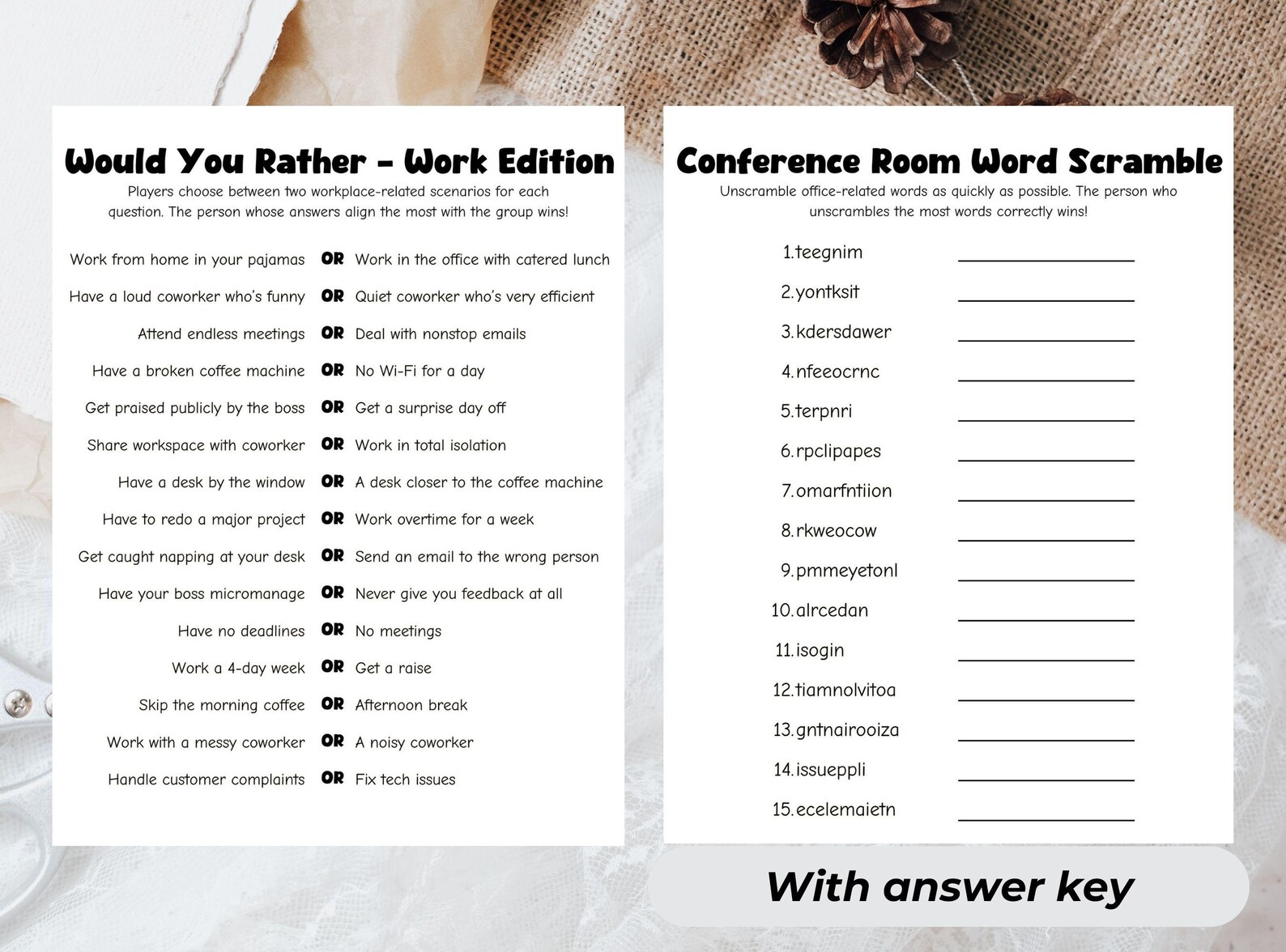 Printable Office Work Party Games Bundle Fun Office Party Games for ...
