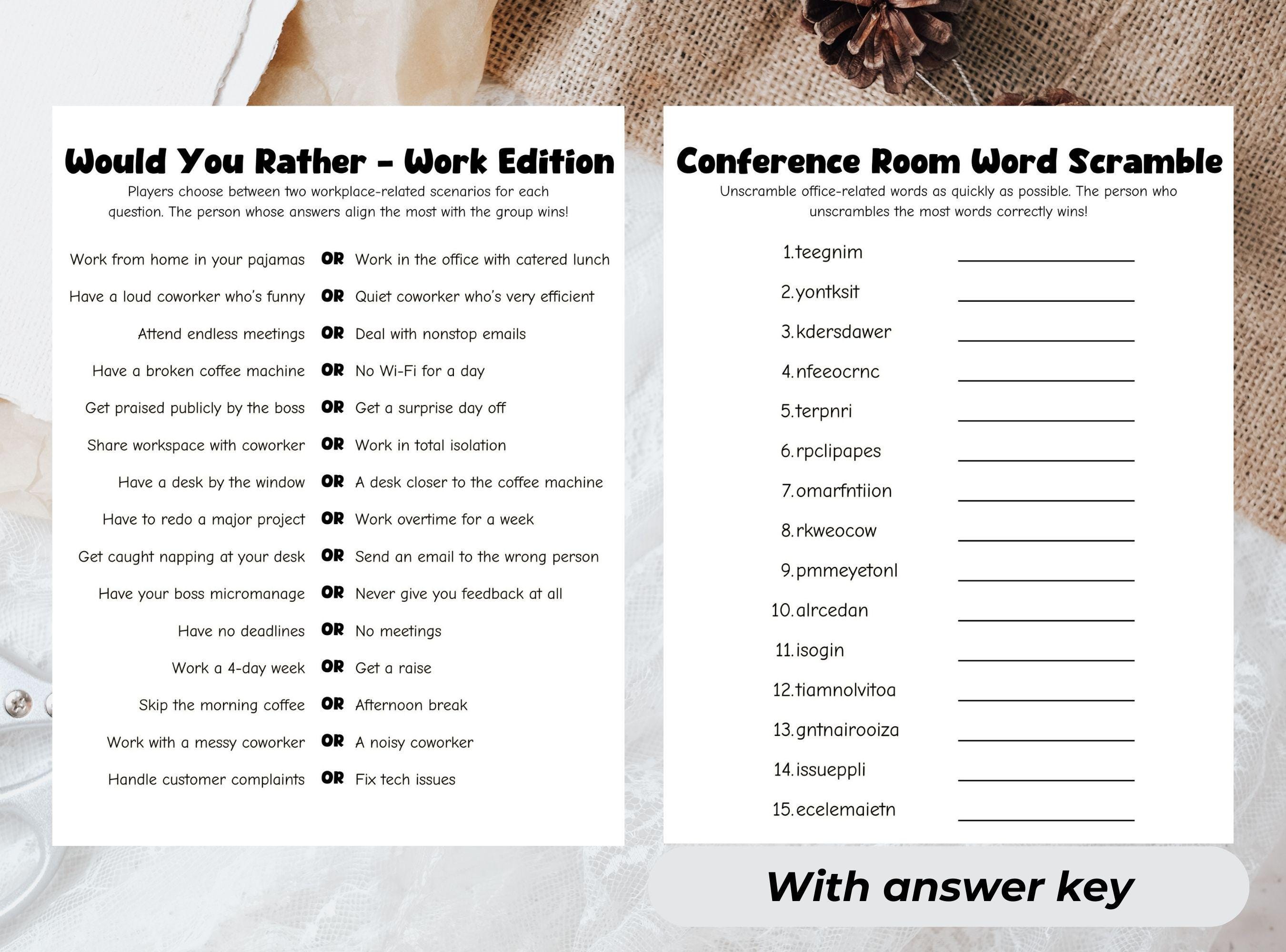 Printable Office Work Party Games Bundle Fun Office Party Games for ...