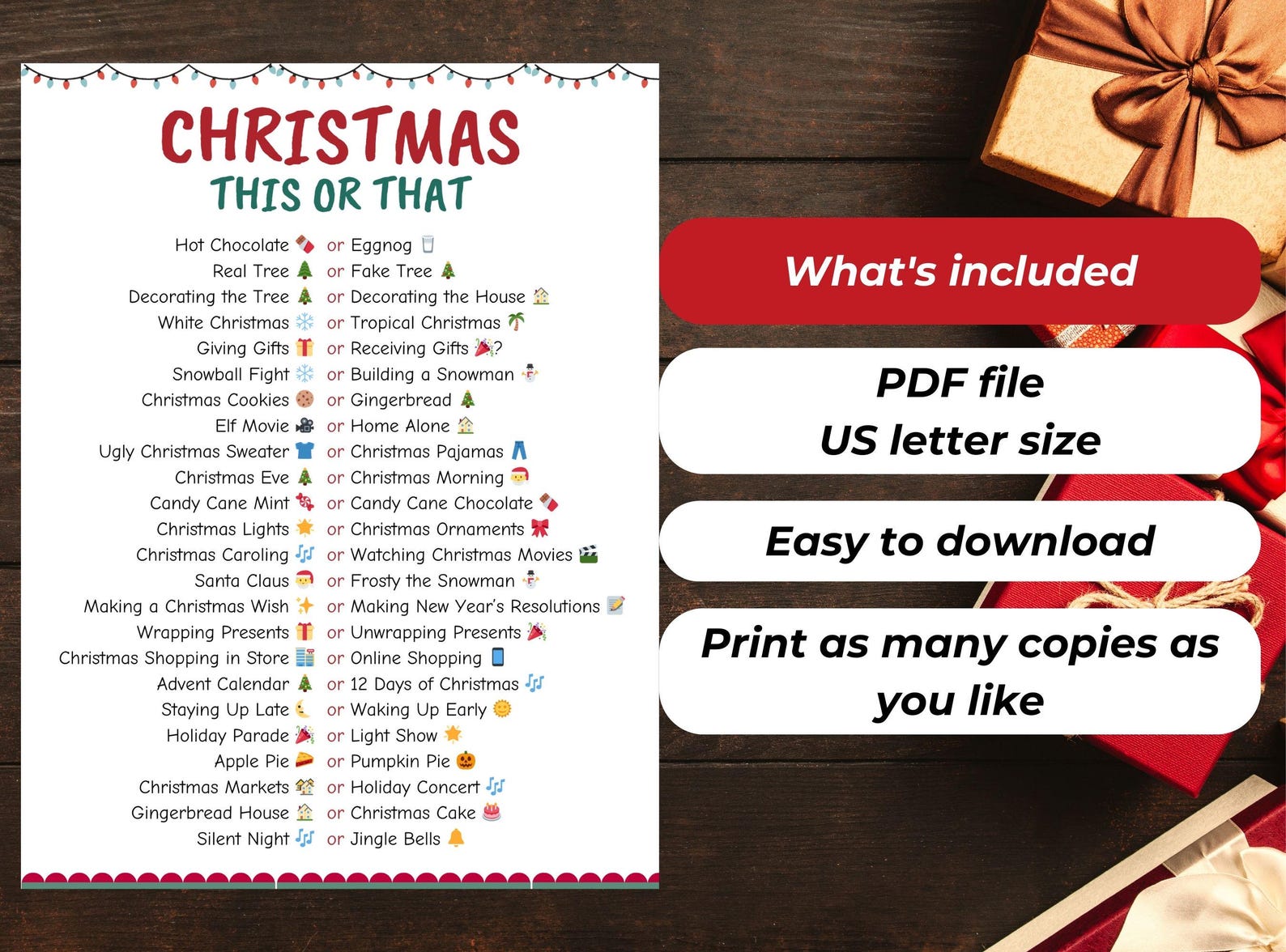 Christmas This or That Game, Fun Party Activity Kids & Adults ...