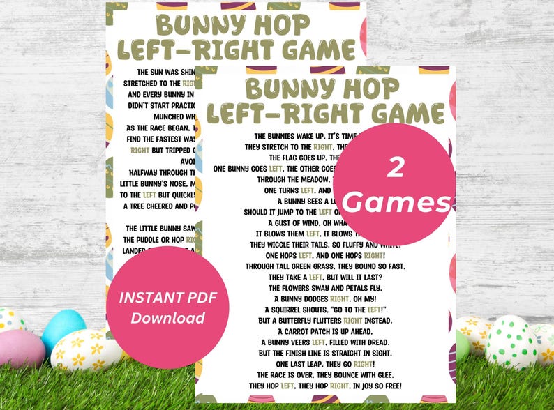 Bunny Hop Easter Game: Left Right Story, Kids Activity (PDF Download ...