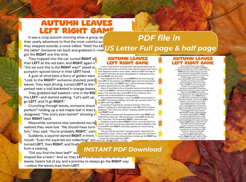 Autumn Left Right Game: Fall Party Activity (printable PDF) - Etsy