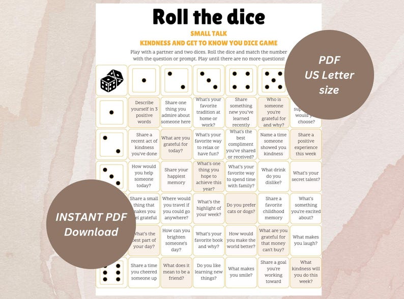 Roll the Dice Icebreaker Game for Kids, Fun Conversation Starters ...