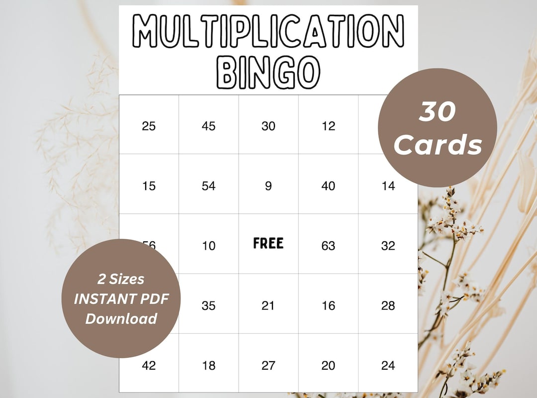Multiplication Printable Multiplication Bingo Math Game Single Digit ...