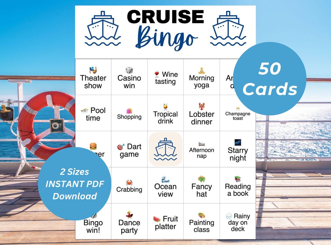 Printable Cruise Bingo Game, Cruise Ship Activities, Family Vacation ...