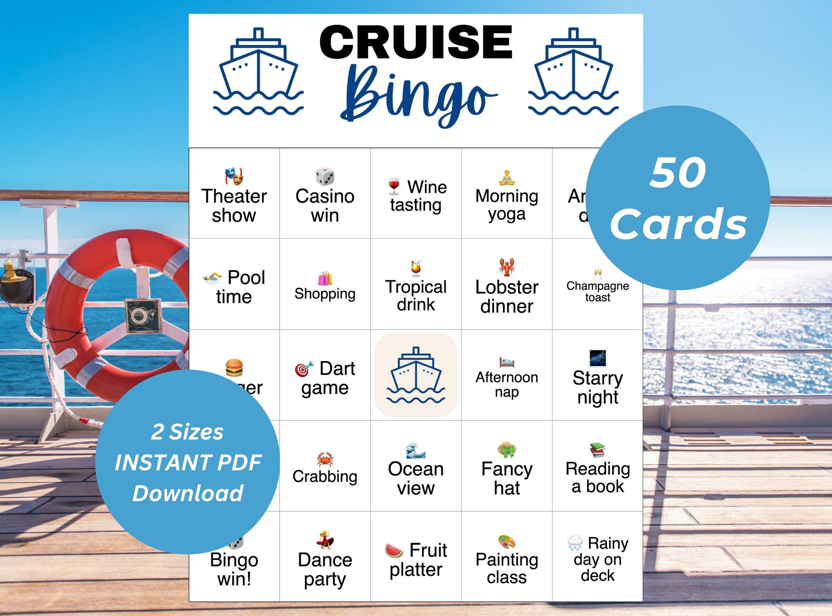 Printable Cruise Bingo Game, Cruise Ship Activities, Family Vacation ...