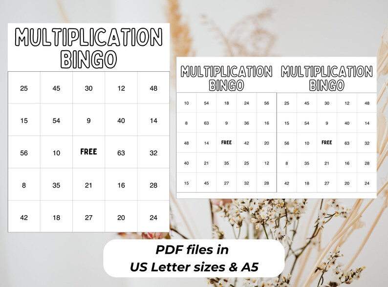Multiplication Printable Multiplication Bingo Math Game Single Digit ...