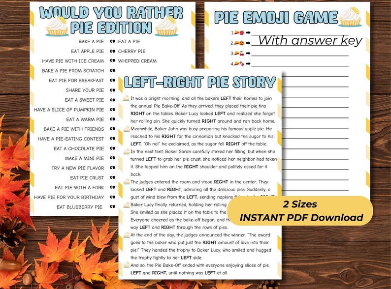 Pie Game Bundle: Fun Party Games for Pie Day (digital Download) - Etsy