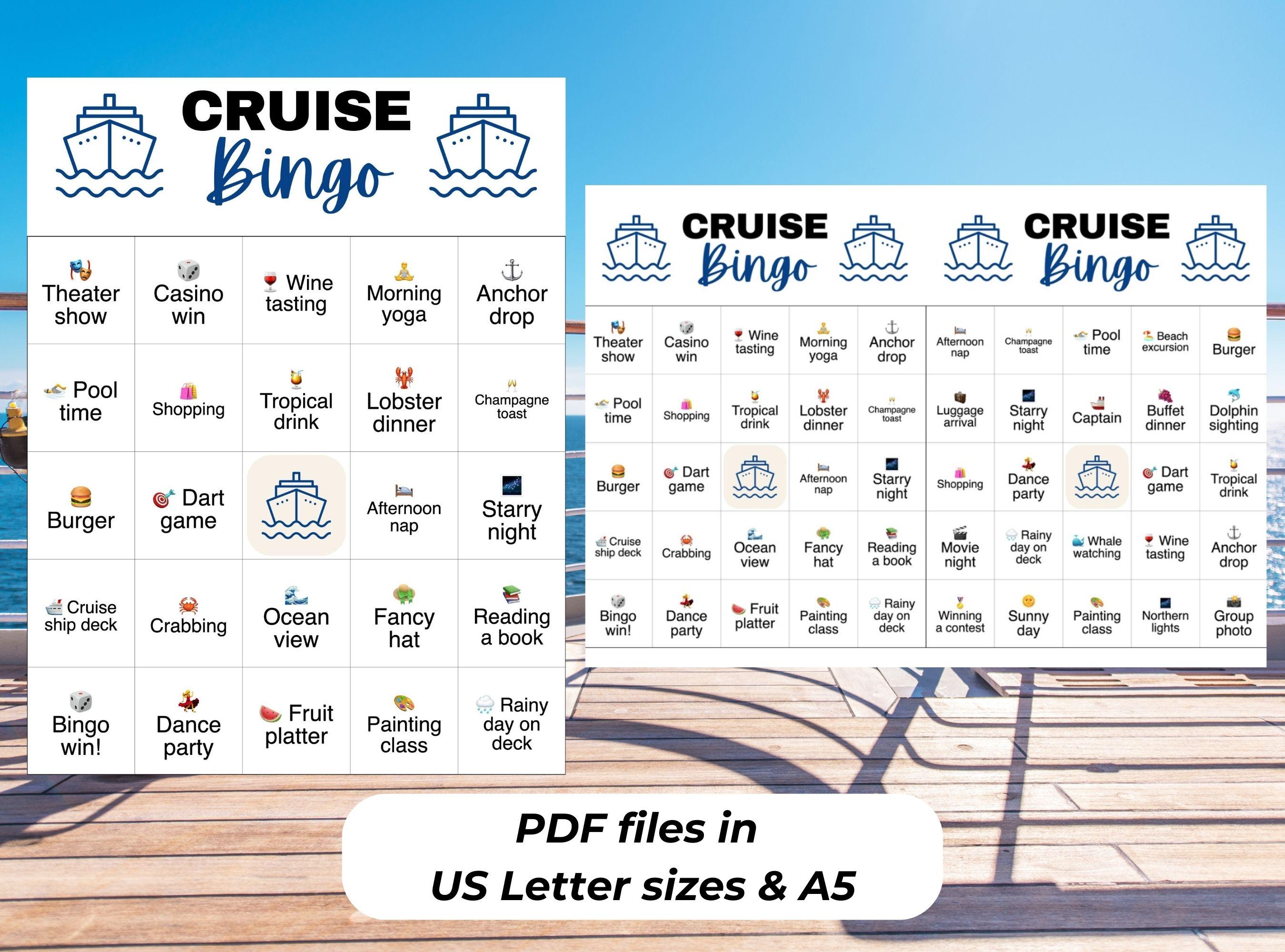 Printable Cruise Bingo Game, Cruise Ship Activities, Family Vacation ...
