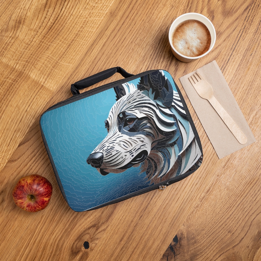 Cool Blue Wolf Lunch Box - Lunch Bag, Dog Lover, Pet Lover, Artistic ...