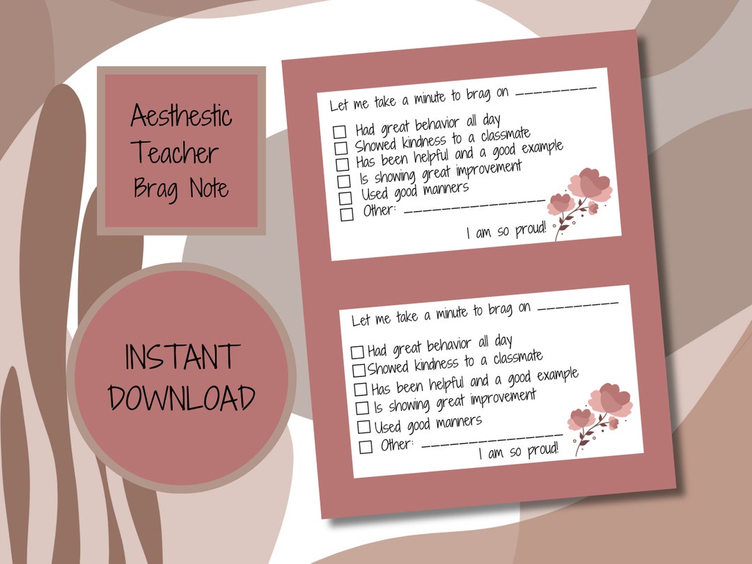 Teacher Brag Notes, Teacher Brag Card, Teacher Notes, Back to School ...