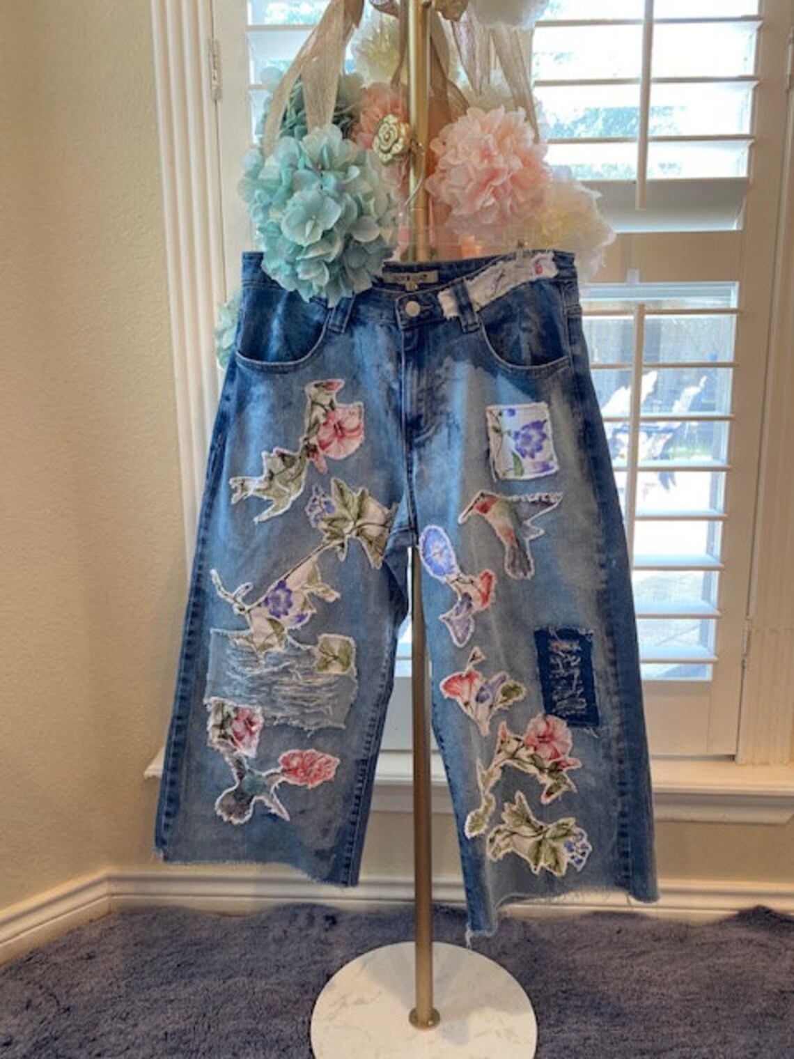 Upcycled Distressed Embroidered Jeans - Etsy