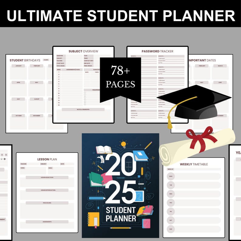 Editable Student Planner, Printable School Planner, Academic Planner ...