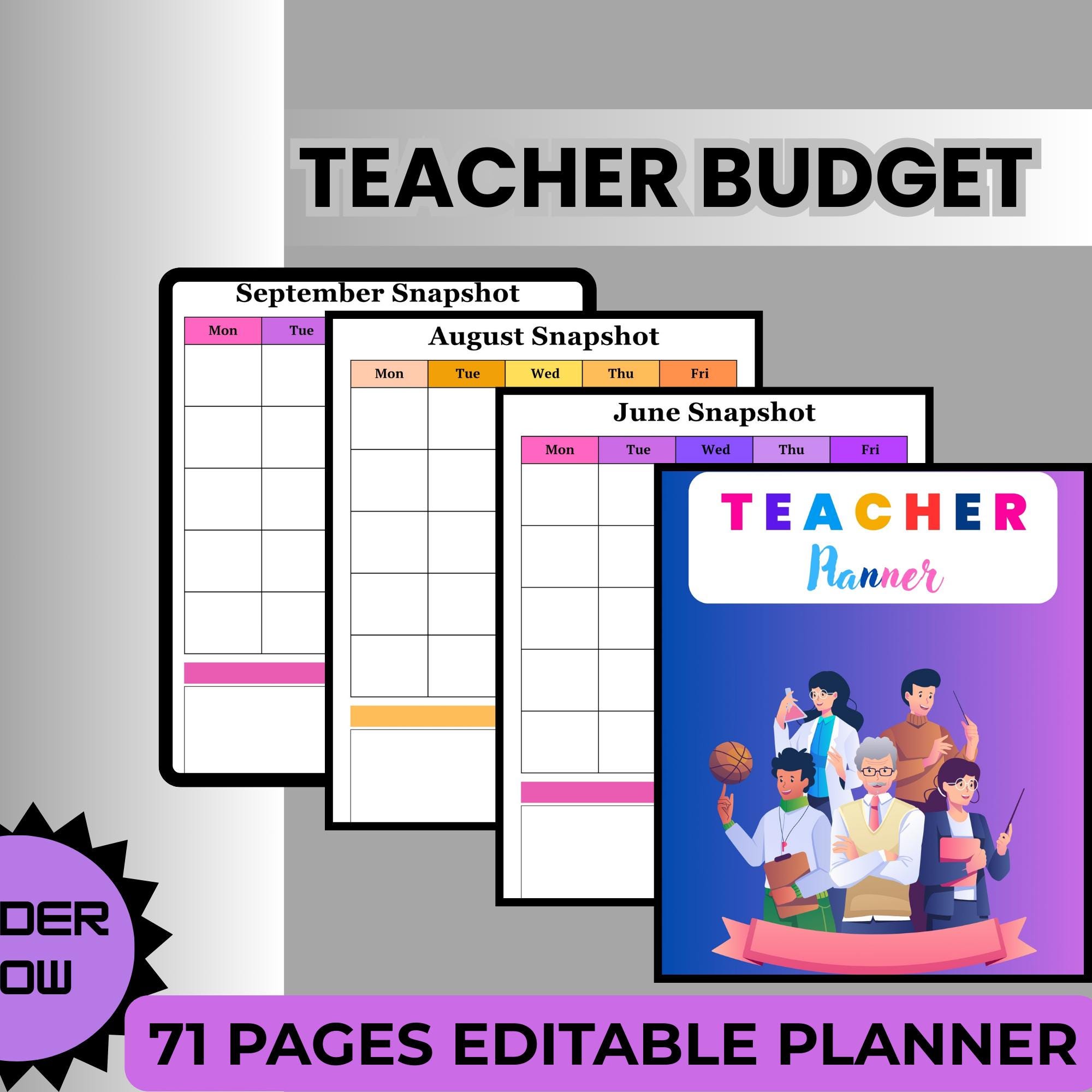 Editable Teacher Planner Template, Printable Teacher Planner, Digital ...
