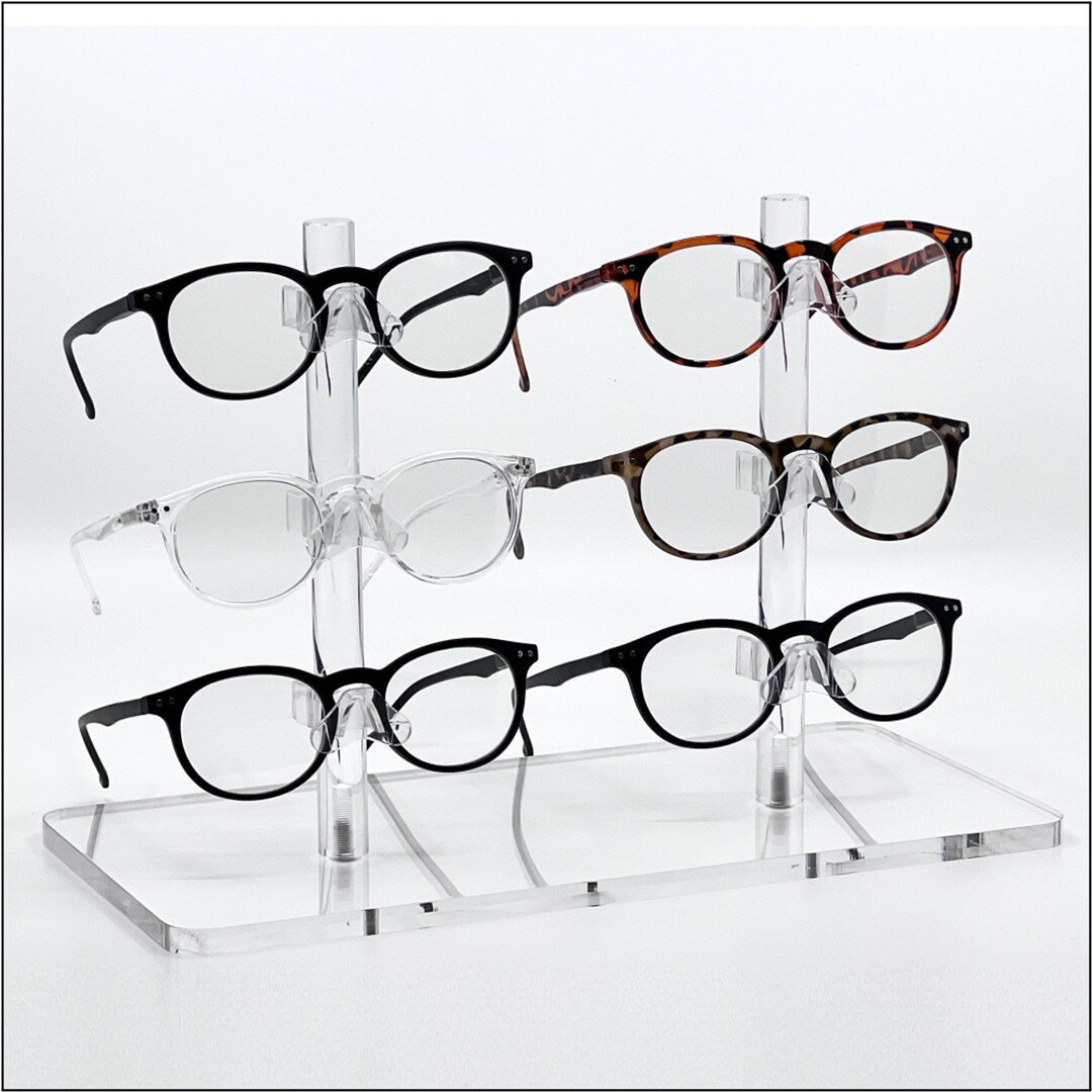 Double Optical Frame Display Risers With 2x3 Triangular Clips in a Row ...