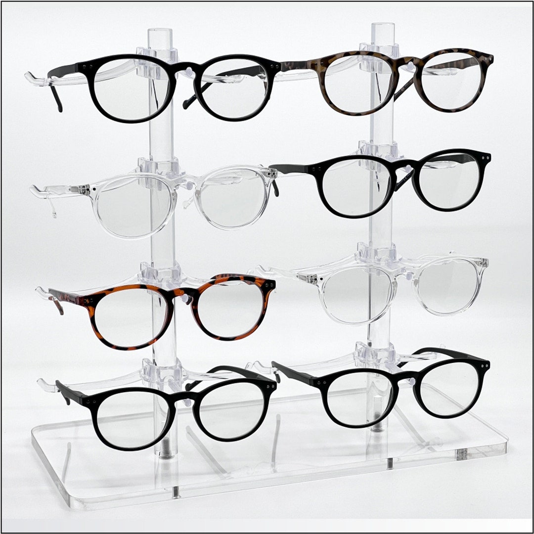 Double Optical Frame Display Risers With 2x4 Y-clips in a Row Glasses ...