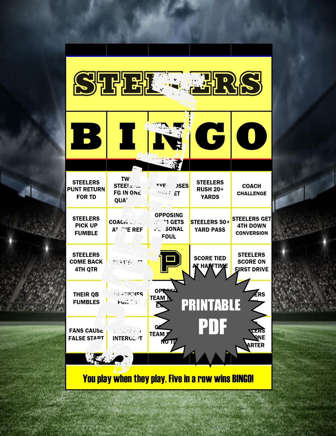 PITTSBURGH Football PRINTABLE Bingo Cards for a Steelers Game Day - Etsy