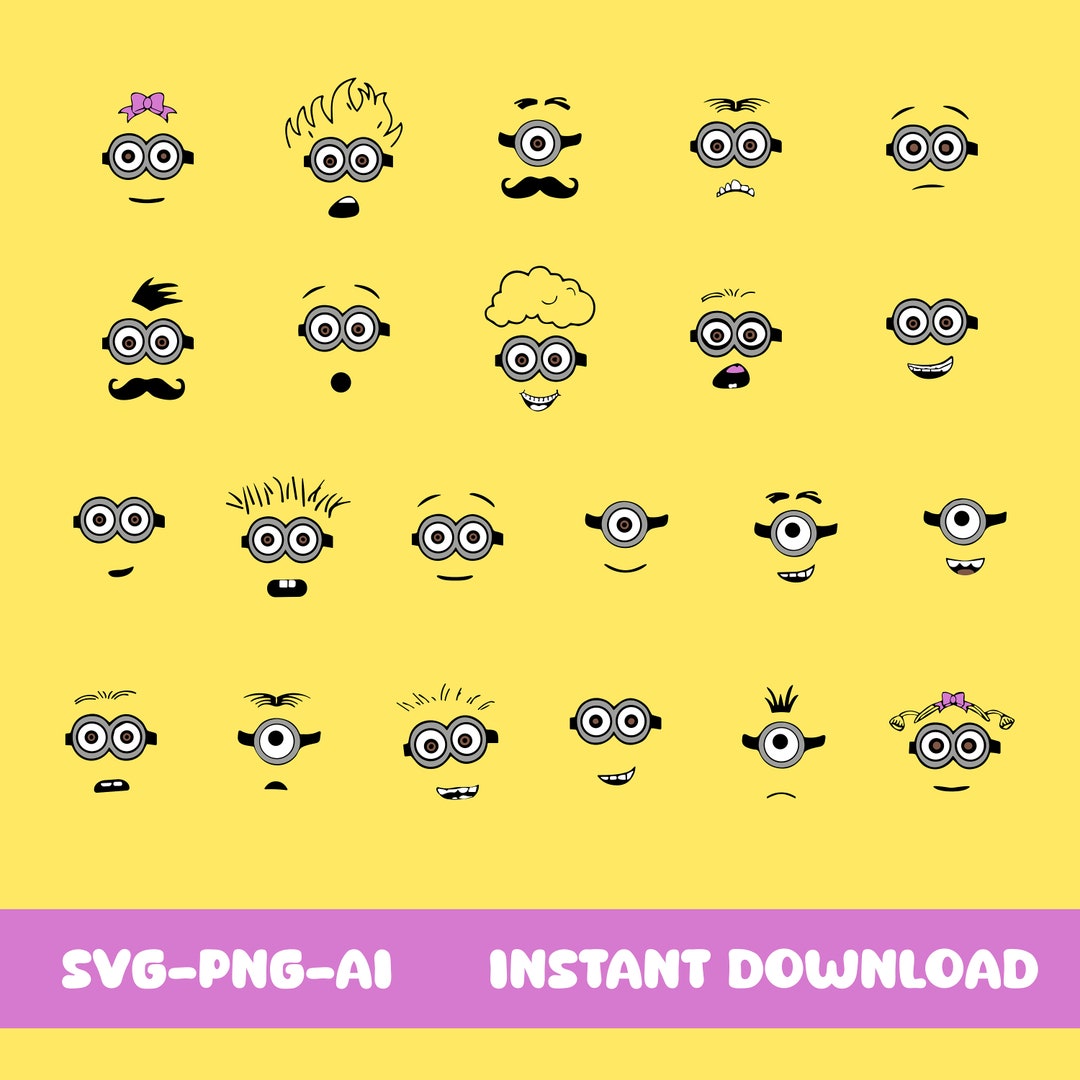 Minion Face Svg, Minion Face Vector, Funny Minion Face, Minion Eyes ...