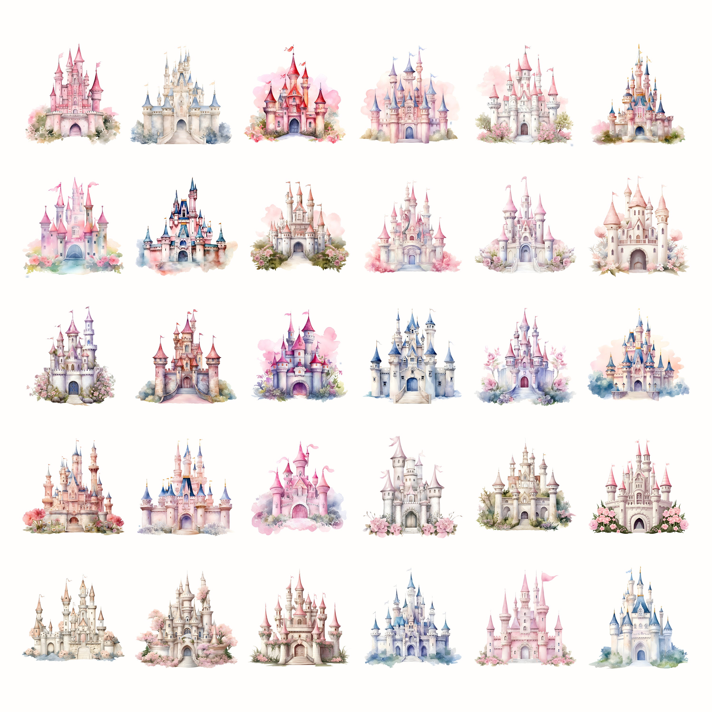 Watercolor Mouse Castle Png Bundle, Mouse Ear Castle Png, Retro ...