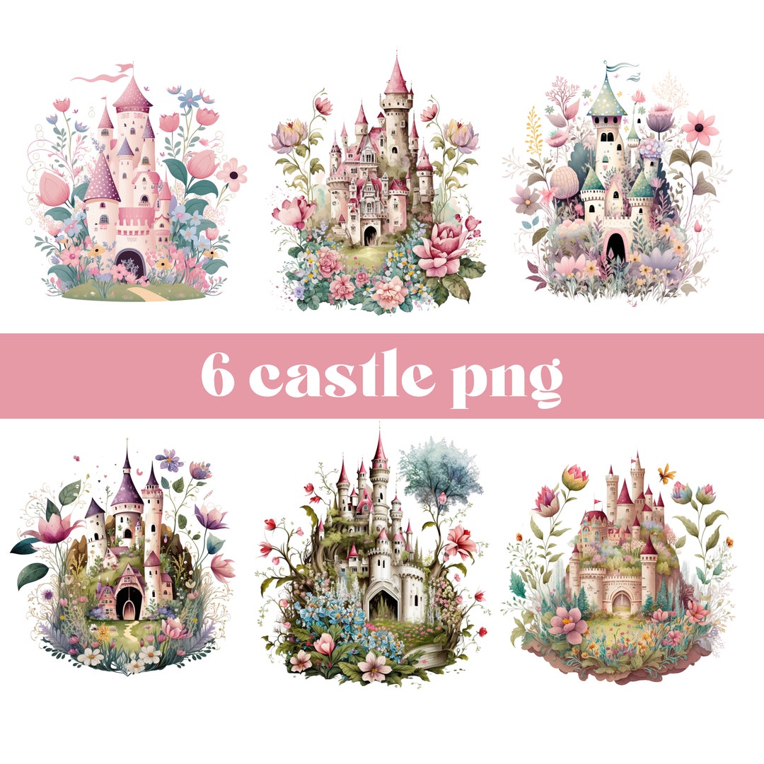 Watercolor Mouse Castle Png Bundle, Mouse Ear Castle Png, Retro ...