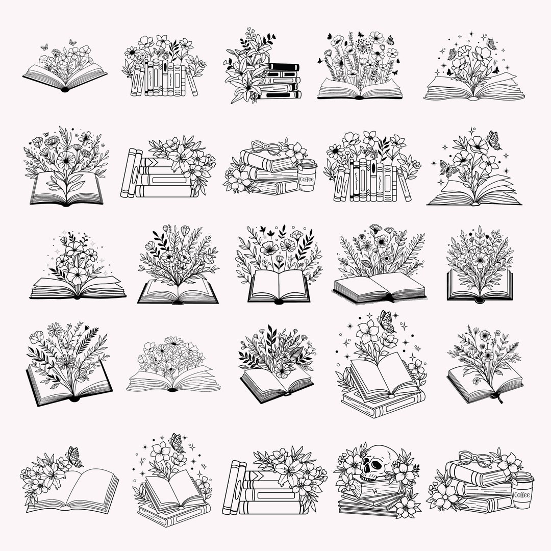 Floral Book Svg, Book Svg, Book With Flowers Svg,reading Book Svg ...