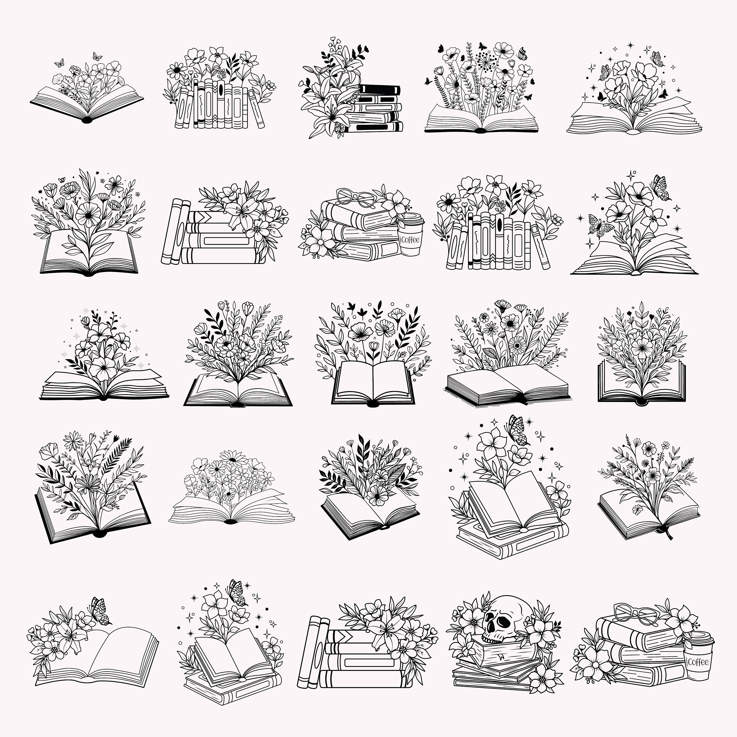 Floral Book Svg, Book Svg, Book With Flowers Svg,reading Book Svg ...