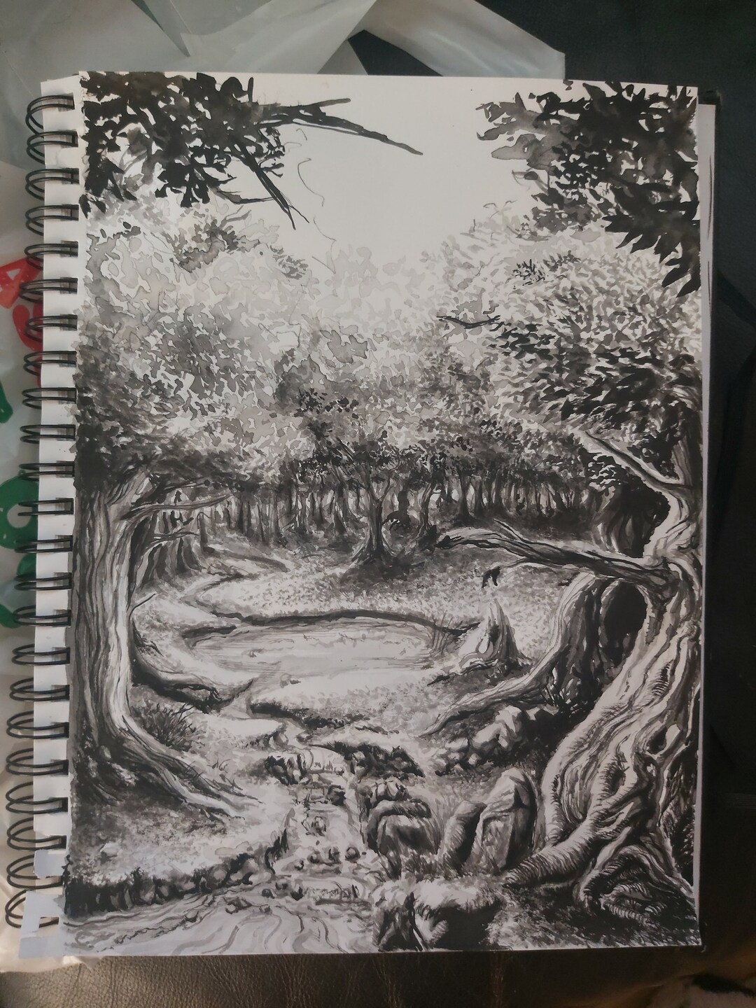 Ink Painting of a Forest - Etsy