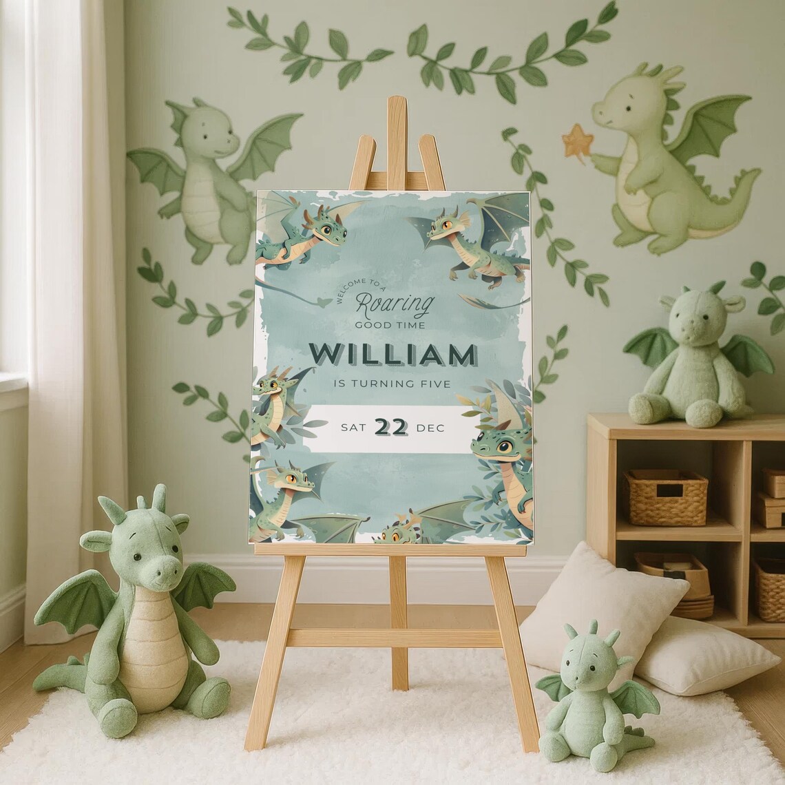 Dragon Birthday Welcome Sign – Editable Printable Party Decoration ...