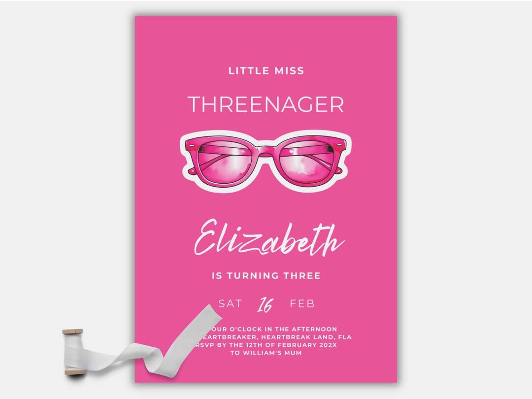 Little Miss Threenager Invitationinstant Download 3rd Birthday ...