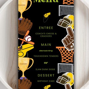 Born 2 Ball Birthday Menueditable Sports Party Food ...