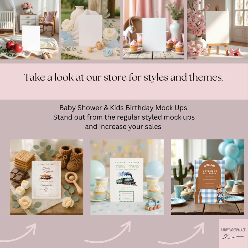 Girls Birthday Invitation Mockup Set: Pink Party Card (PSD & JPG) - Etsy