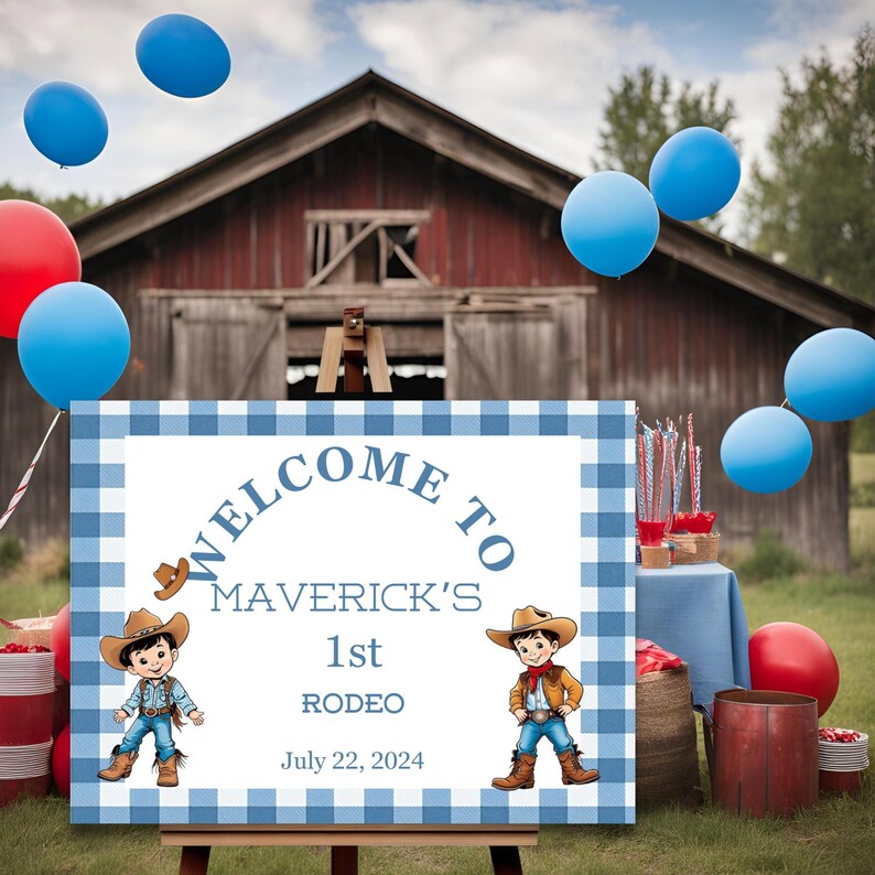 EDITABLE My First Rodeo Birthday Party Signscowboy Welcome ...