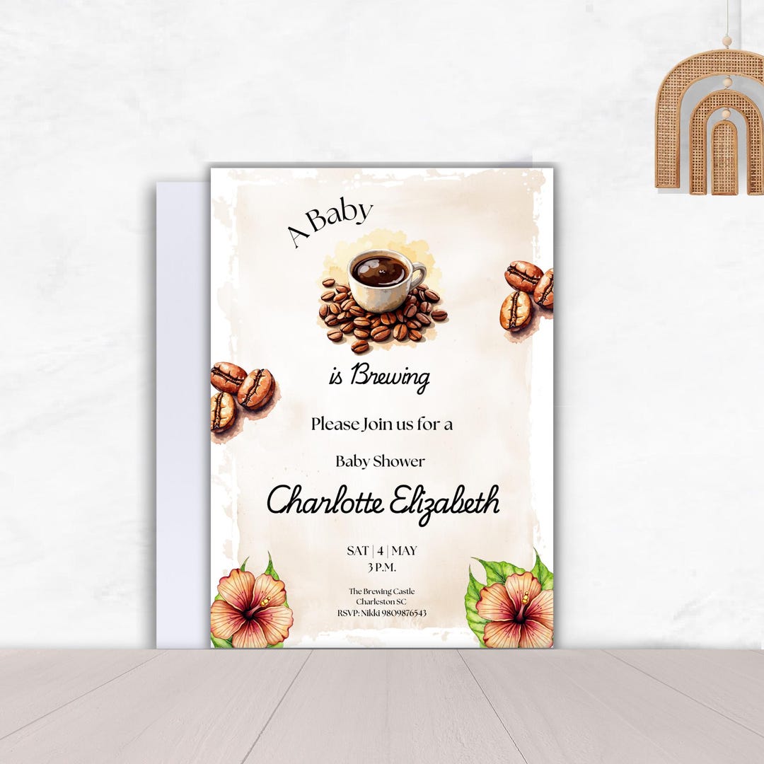 Coffee Bean Baby Shower Invitation, Instant Download, A Baby is Brewing ...