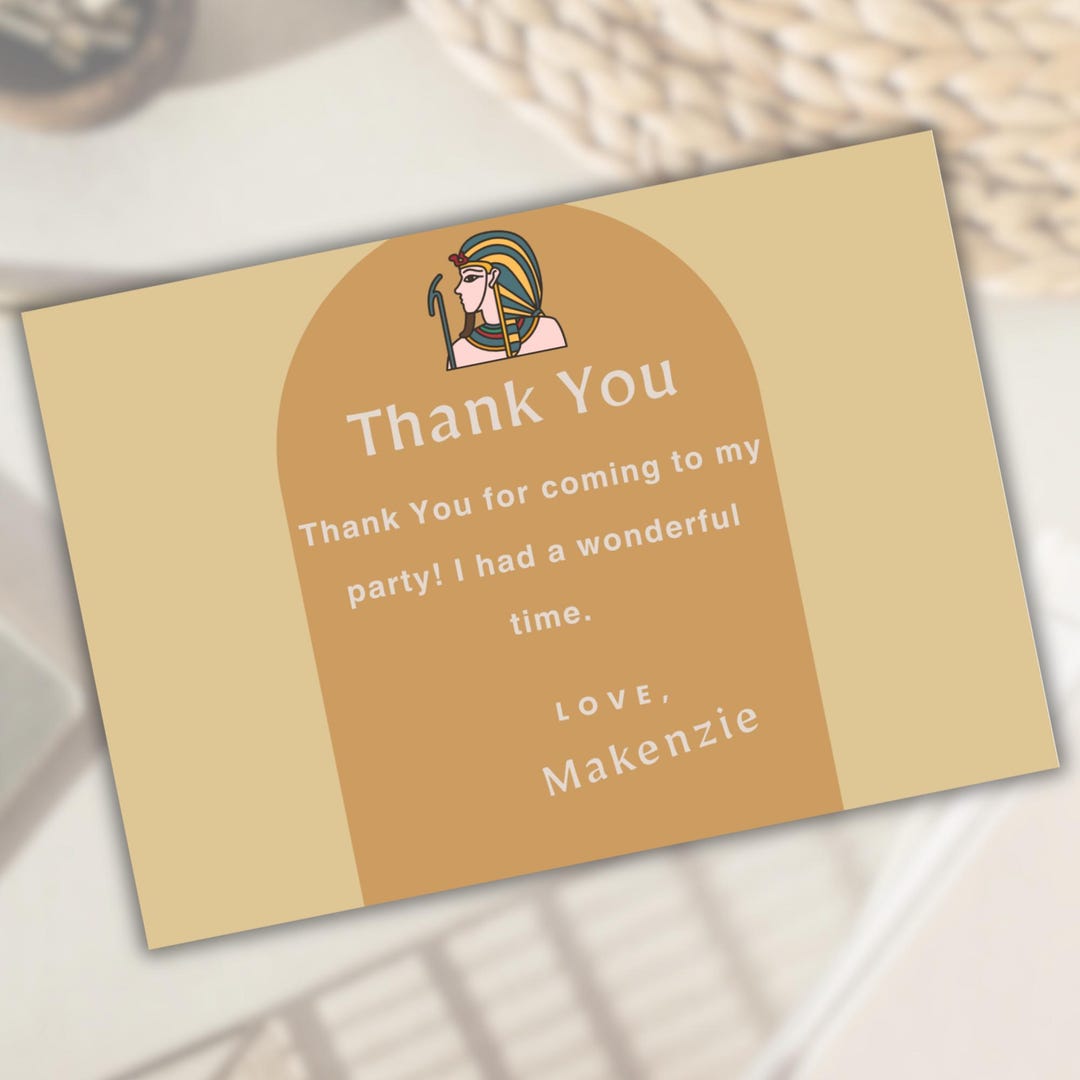 Egyptian Birthday Thank You Cardinstant Downloadparty Thanks ...