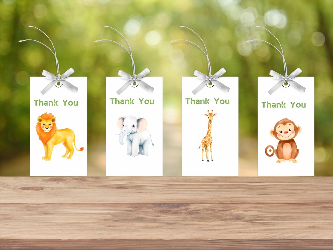 Wild Animals Favor Tags, Instant Download, Printable Luggage Tags, DIY ...