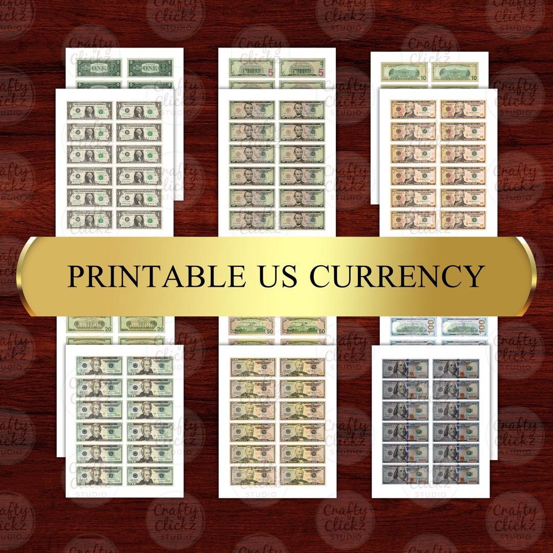 Printable US Currency Bundle for Educational Use - Front & Back Play ...