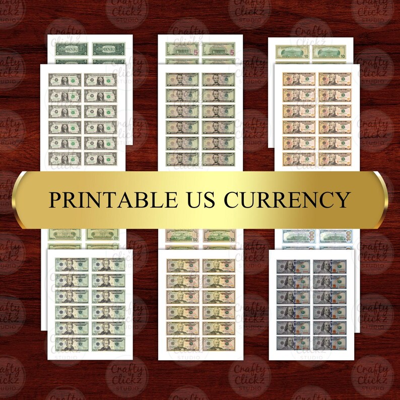 Printable US Currency Bundle for Educational Use - Front & Back Play ...
