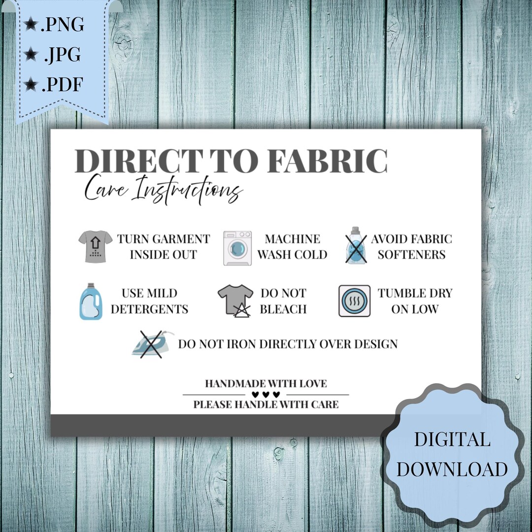 DTF Care Instructions| Ready to Print| Digital Download| DTF Care Card ...