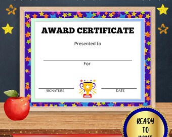 First Day of School Certificate | Big Kid Award | Instant Download ...
