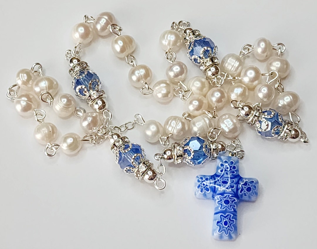 Anglican Prayer Beads, Murano Glass Cross, Freshwater Pearl Beads ...