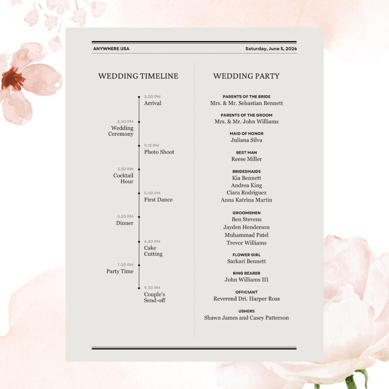 Elegant Wedding Newsletter Template, Modern Minimalist Design (digital Template) - Etsy