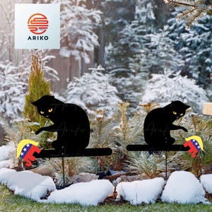 Kamala Harris 2024 Metal Garden Sign With Black Cat Knocking Over MAGA ...