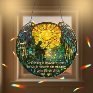 Custom Memorial Fishing Suncatcher With Quote | Holographic Acrylic ...
