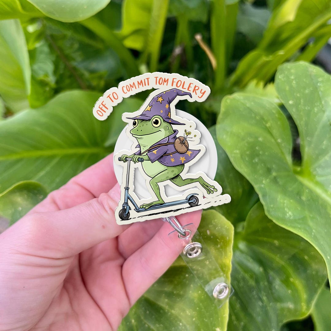 Funny off to Commit Tom Foolery Frog Badge Reel, Funny Humor ID Holder ...