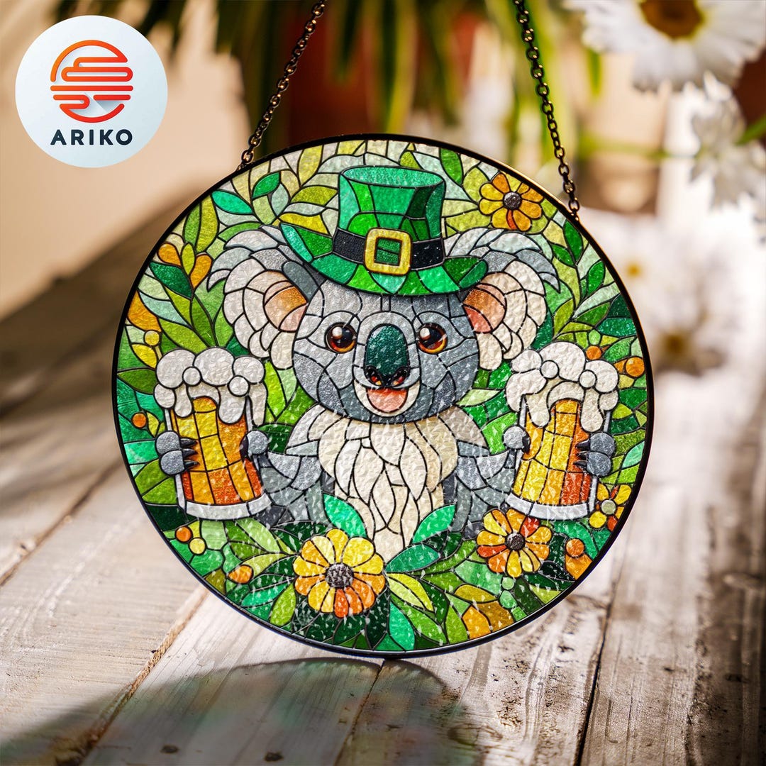 Koala St. Patrick's Day Glass Suncatcher - Festive Animal Lover Gift ...