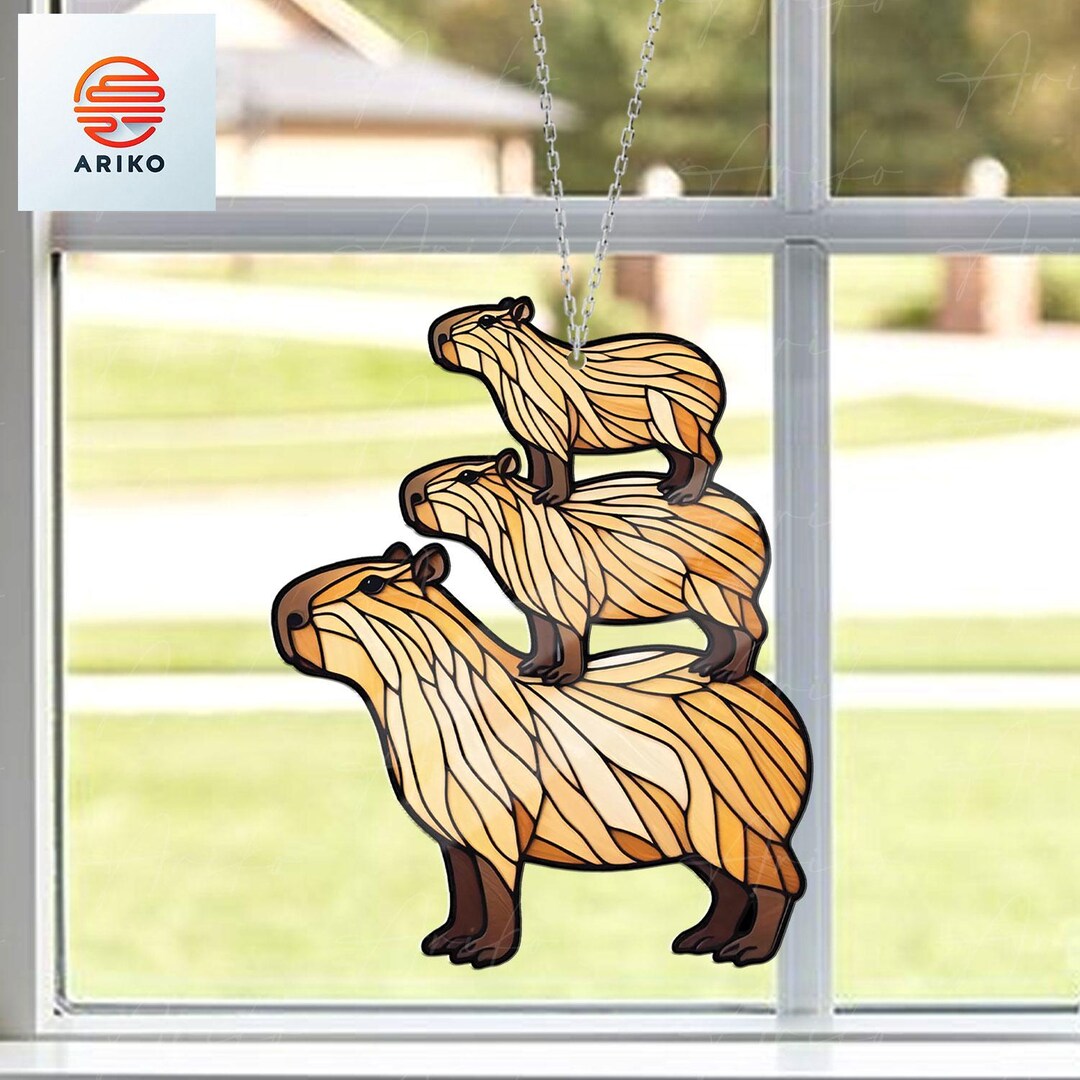 Funny Capybara Stack Acrylic Window Hanging, Meme Capybara Decor ...
