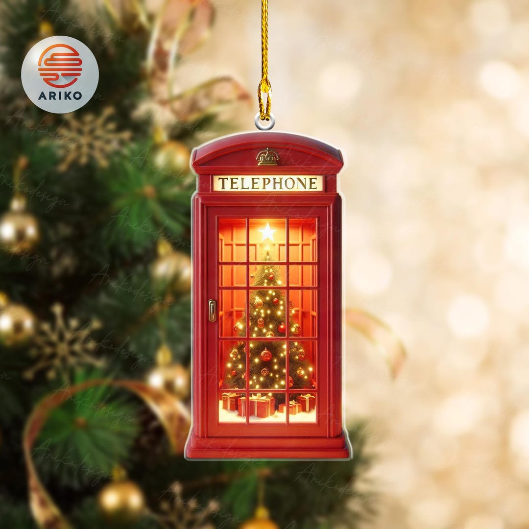 Personalized Christmas Telephone Booth 2D Flat Ornament, Telephone ...