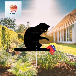 Kamala Harris 2024 Metal Garden Sign With Black Cat Knocking Over MAGA ...