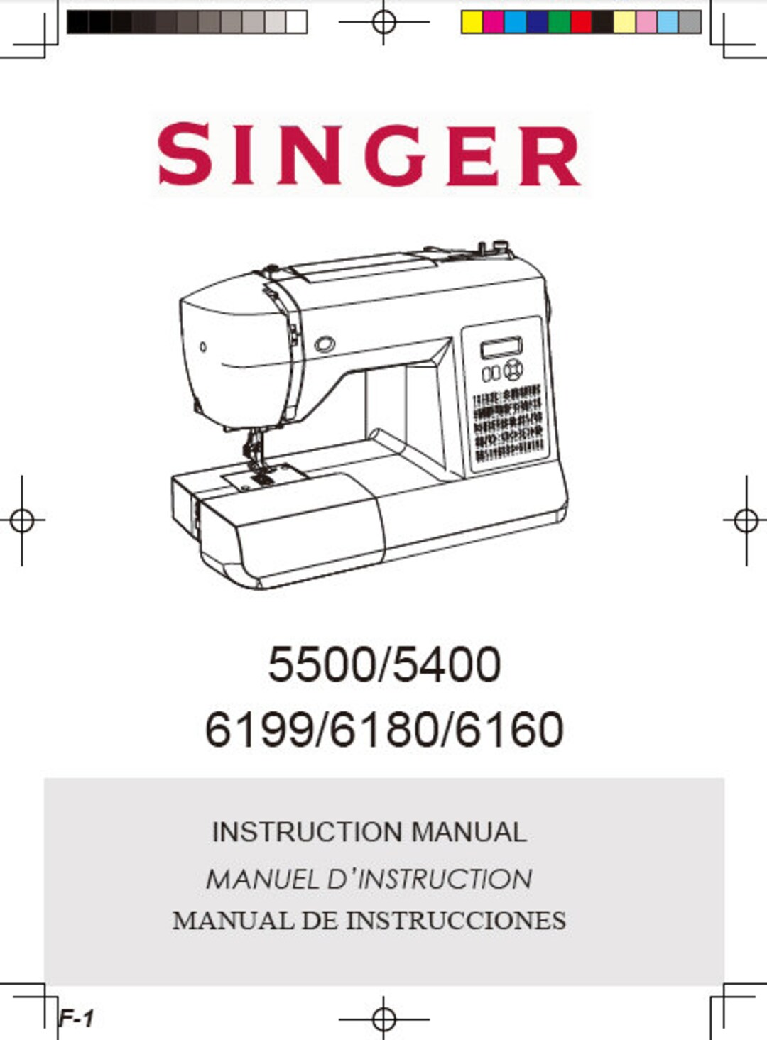 SINGER 5400 5500 6160 6180 6199 Sewing Machine Owner's Manual Guide ...