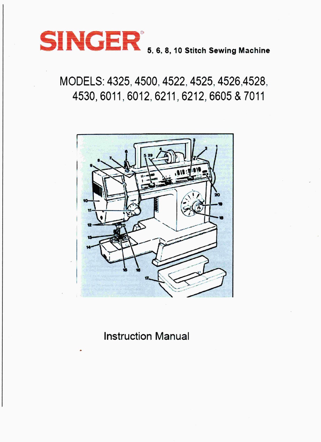 SINGER 4325_4500_4522_4525_4526_4528_4530_6011_6012_6211_6212_6605_7011 ...
