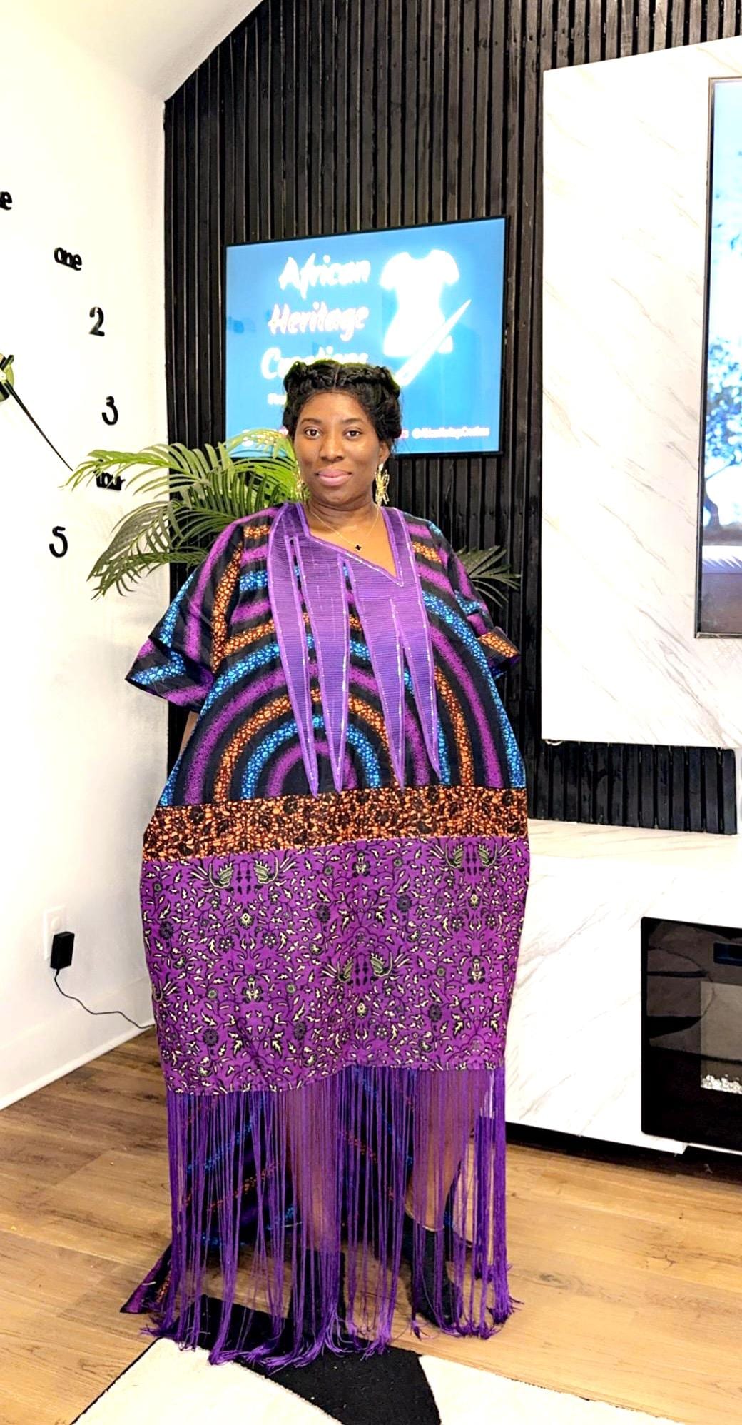 Embroidered Ankara Maxi Bubu Dress: African Print Cotton Gown - Etsy